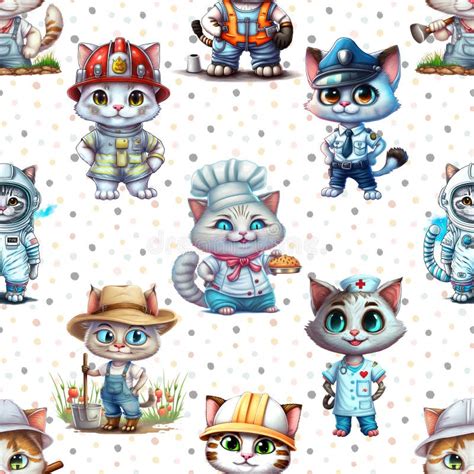 Seamless Repeating Pattern With Adorable Cute Cats Stock Illustration Illustration Of Texture