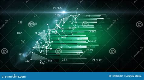 Abstract Data Analyze Concept In Light Grid Connected Particles And
