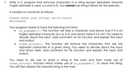 Solved F Write A C Program That Removes Characters In A Chegg