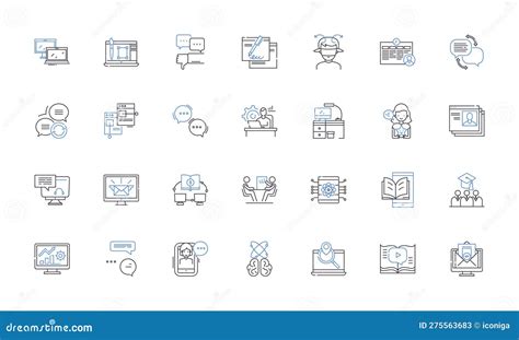 Electronic Courses Line Icons Collection Programming Coding
