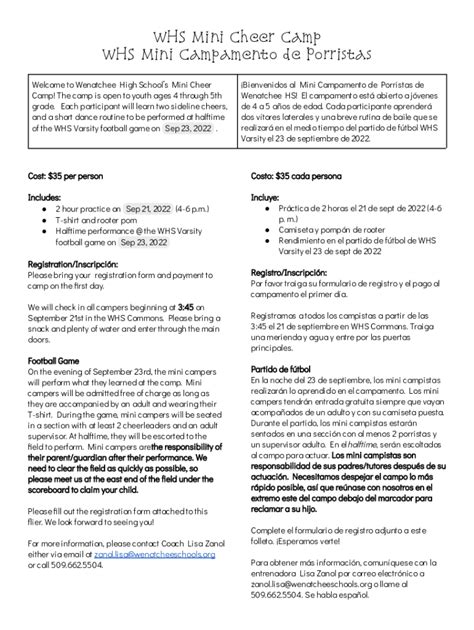 Fillable Online Mini Cheer Camp Registration Fax Email Print Pdffiller