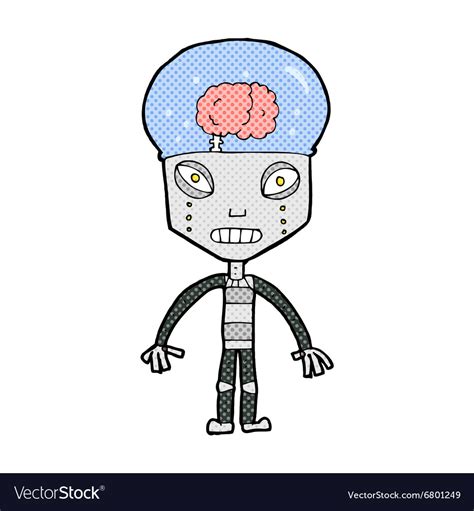 Comic Cartoon Weird Robot Royalty Free Vector Image
