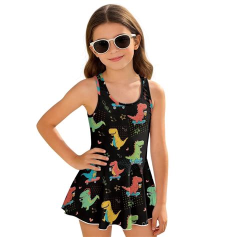 Coeqine Pretty Swim Dress For Girls One Piece Bathing Suit With Flowy