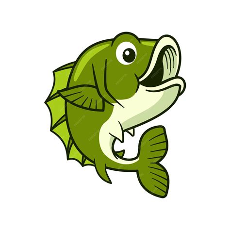 Premium Vector Green Bass Fish Cartoon Icon Illustration