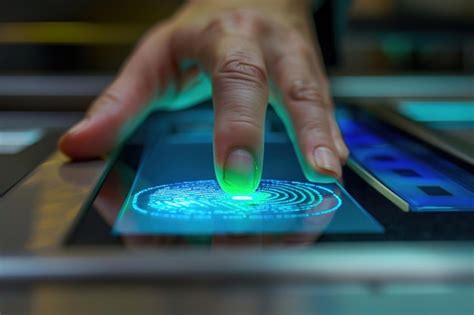 Premium Photo Hand Pressing Fingerprint On Biometric Scanner