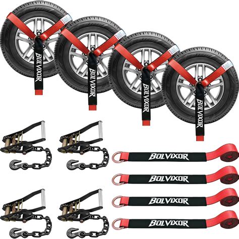 4 Pack Car Tie Down Straps For Trailers 2 X 96 9900lbs Break