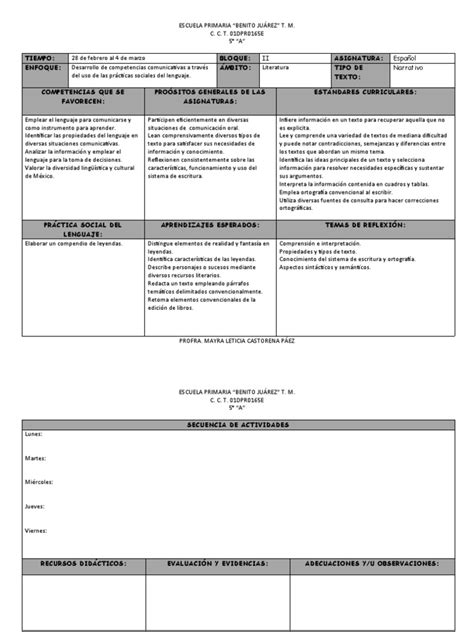 Formato De Planeación Pdf Educación Primaria Aprendizaje