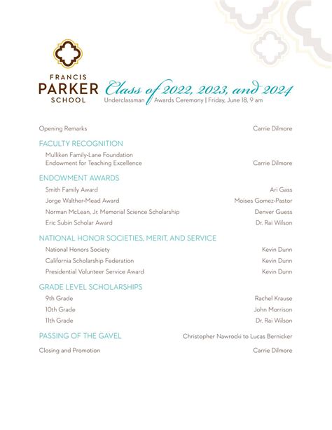 Underclassman Awards 2021 Ceremony Program By Francis Parker School Issuu