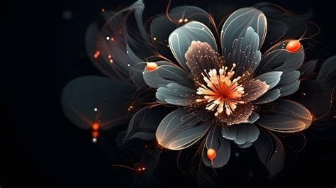 Premium Ai Image Elegant 3d Flowers On A Dark Background
