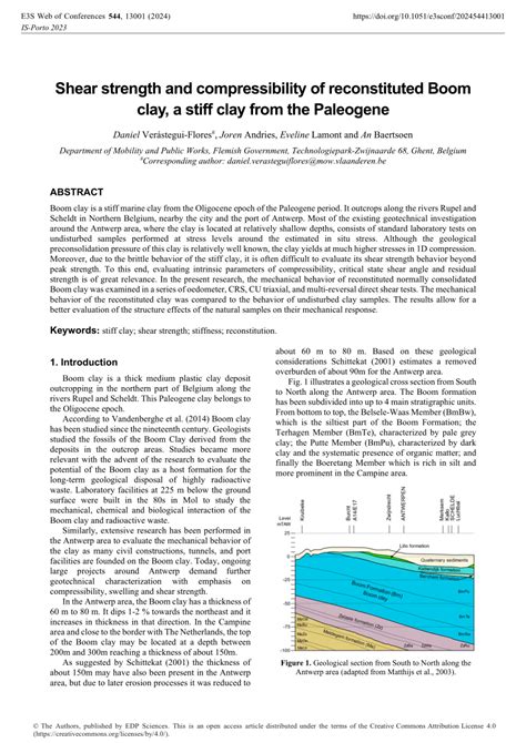 Pdf Shear Strength And Compressibility Of Reconstituted Boom Clay A