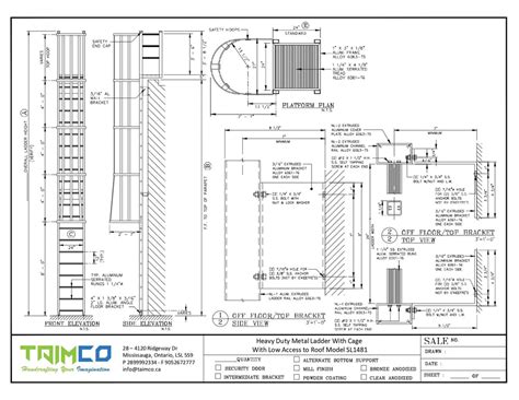 Steel Fixed Vertical Ladder With Cage And Rail Sl1481 Taimco