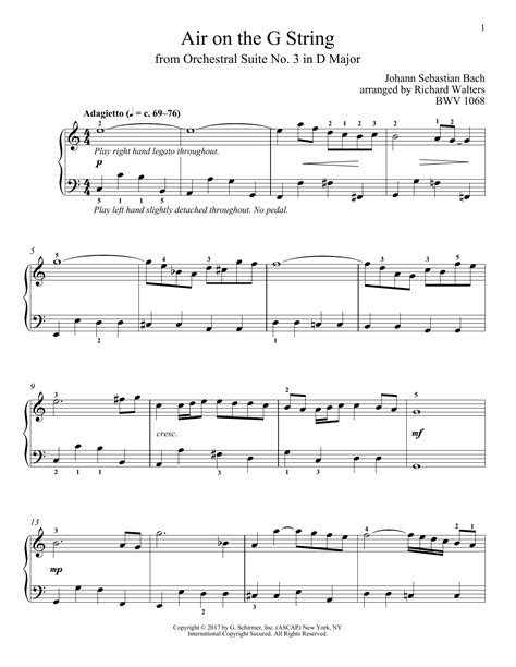 Air Air On The G String By Johann Sebastian Bach Sheet Music For