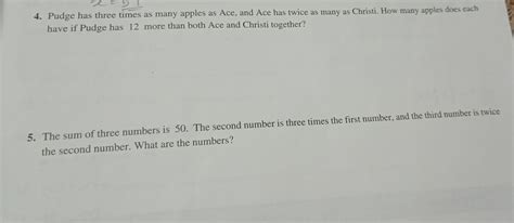 Solved Pudge Has Three Times As Many Apples As Ace And Ace Has Twice