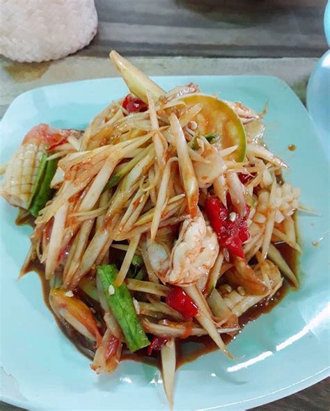 Spicy Papaya Salad With Seafood ส้มตำ สูตรอาหารง่ายๆ อาหารไทย