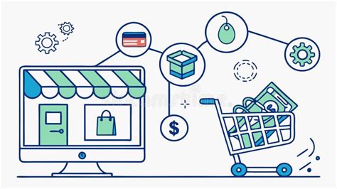 Online Shopping Process Showing Ecommerce And Digital Retail Vector