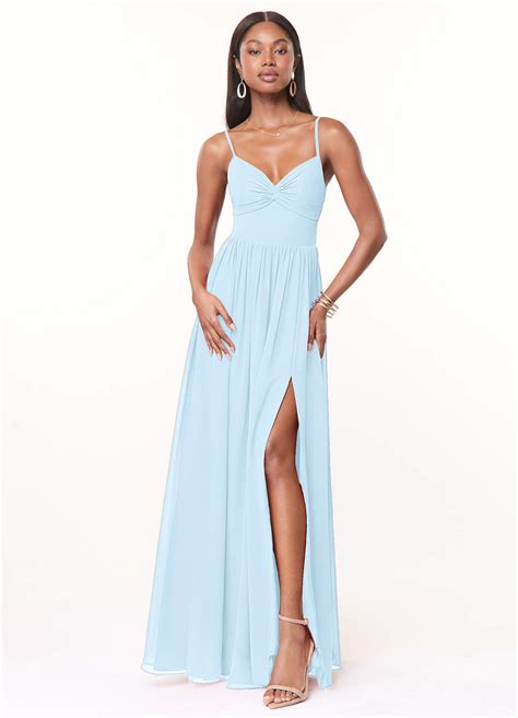 Azazie Zeya Sky Blue Chiffon Bridesmaid Dresses Azazie