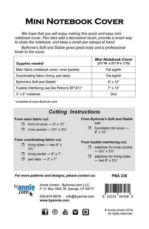 Pba238 Mini Notebook Cover Mt Eliza Needlework