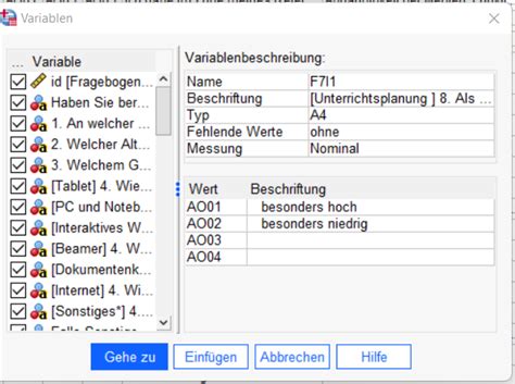 spss 19 error in the variable description r spss