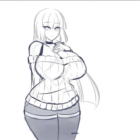 Rule 34 Alphaerasure Big Breasts Cute Eyeliner Long Hair Sweater