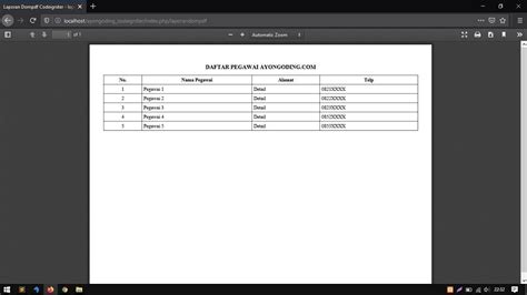 Membuat Laporan Pdf Dengan Dompdf Di Codeigniter Ayo Ngoding