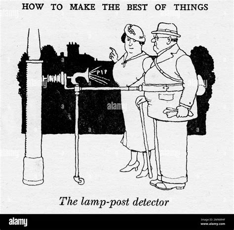 Heath Robinson Wartime Cartoons Wwii The Lamp Post Detector Stock