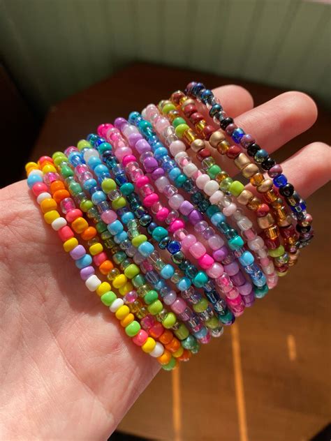 Simple Seed Bead Stackable Bracelet Seed Bead Stretch Stacker Bracelet Beachy Summer