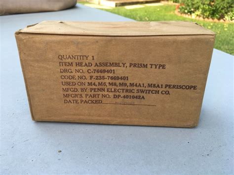 Us Military Wwii Sherman Tank Periscope Prism Lens Nos Packed 1945