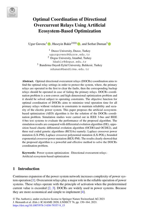 Pdf Optimal Coordination Of Directional Overcurrent Relays Using Artificial Ecosystem Based