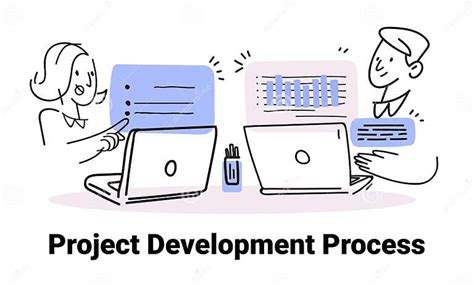 Project Development Process Teamwork Concept Sketch Style Two People