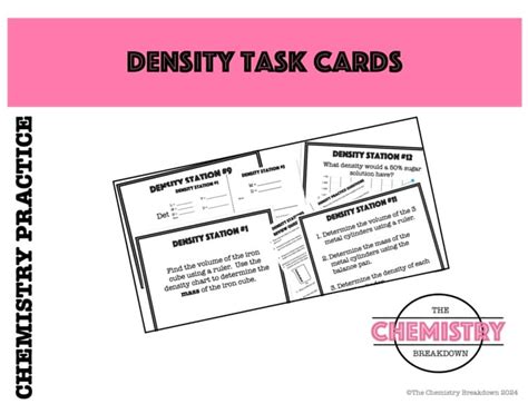 Density Task Cards By The Chemistry Breakdown Tpt