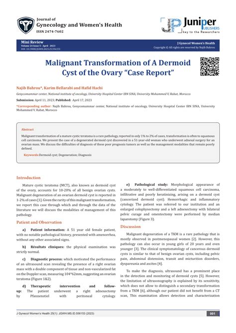 Pdf Malignant Transformation Of A Dermoid Cyst Of The Ovary Case Report