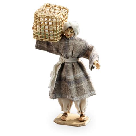 Pastore Con Gabbia Presepio Orientale In Costume Vendita Scultura In