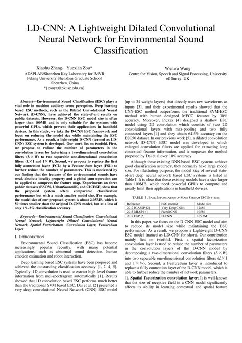 Pdf Ld Cnn A Lightweight Dilated Convolutional Neural Network For