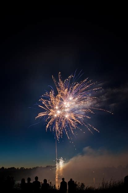 Premium Photo Silhouette Friends Watching Firework Exploding In Sky