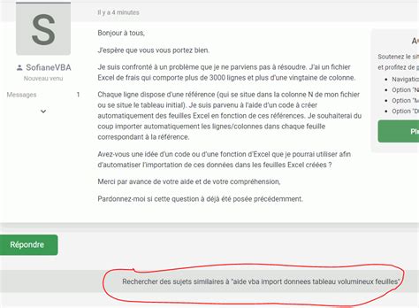 Aide Vba Import De Données Dun Tableau Volumineux Dans Des Feuilles Excel