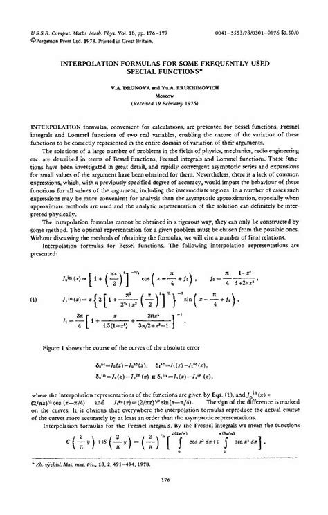 Pdf Interpolation Formulas For Some Frequently Used Special Functions