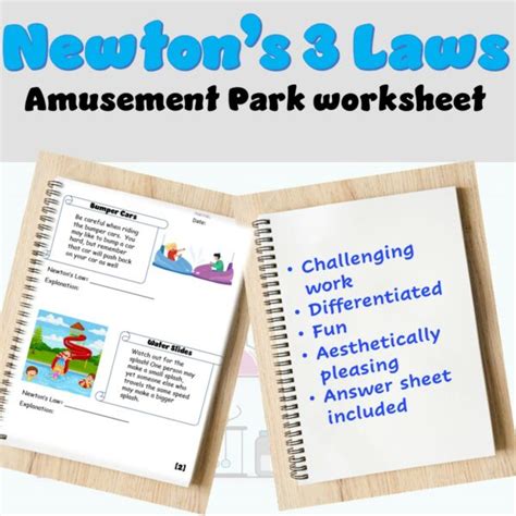 Newtons 3 Laws Worksheet Amusement Park Style Made By Teachers