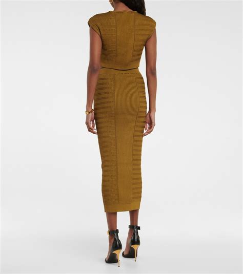Balmain Embellished Knit Midi Skirt Balmain