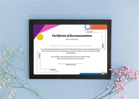 Editable Certificate Of Recommendation Template Instant Download And Easy