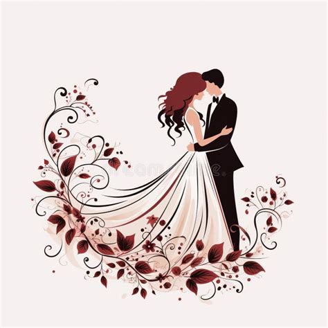 Beautiful Fiber Art Wedding Doodle Designs On White Background Stock