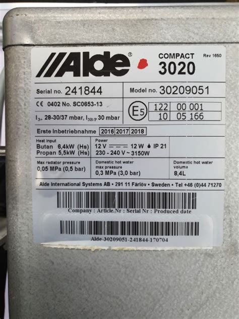 Absh3020 Alde Compact 3020 Boiler Second Hand Quality Caravans And