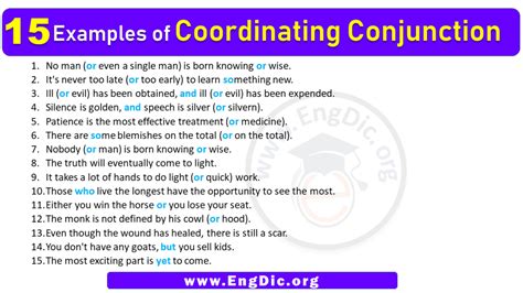 15 Examples Of Coordinating Conjunctions In Sentences Engdic