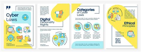 Multicolor Cyber Law Brochure Template Leaflet Design With Thin Linear Icons 4 Vector Layouts