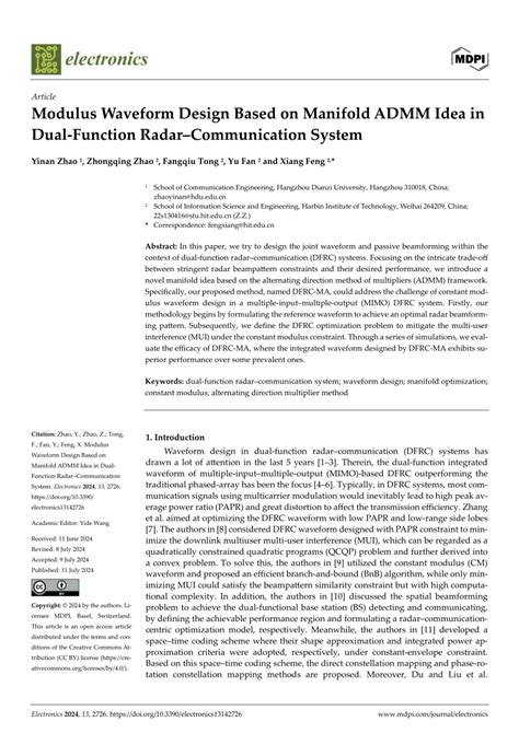 Pdf Modulus Waveform Design Based On Manifold Admm Idea In Dual
