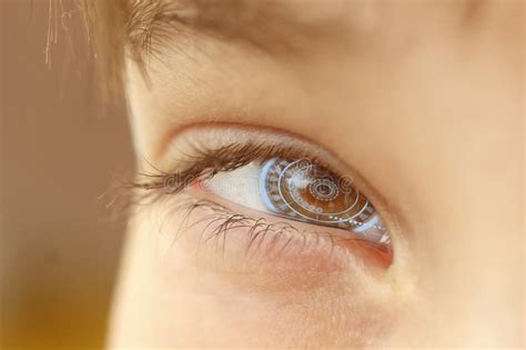 Close Up Of A Male Eye With Visual Effects The Concept Of A Sensor