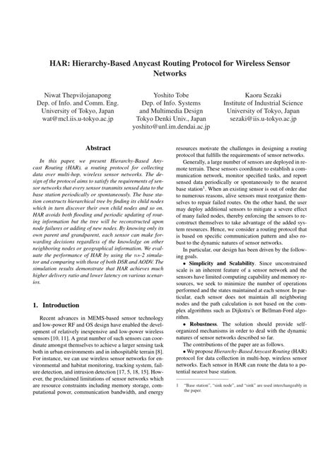 Pdf Har Hierarchy Based Anycast Protocol For Wireless Sensor Networks
