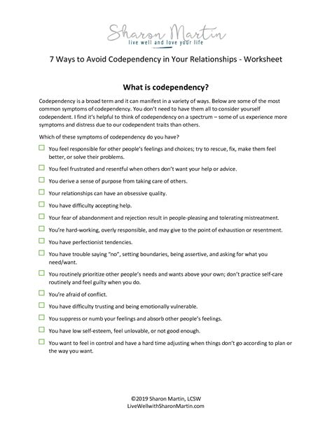 Free Printable Codependency Worksheets All Free Printables