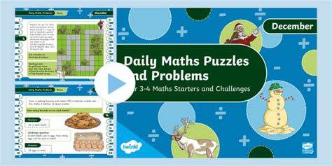 December Year 3 4 Maths Puzzle And Problem Starters