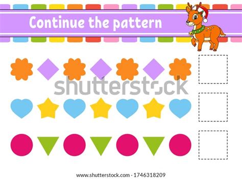 Continue Pattern Education Developing Worksheet Game Stock Vector