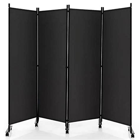 Ldaily 4 Panels Folding Room Divider 6ft Tall Fabric Privacy Screen Wmetal Frame Freestanding